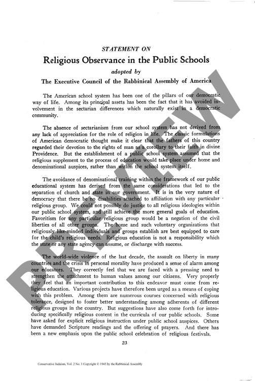 Religious Observance in the Public Schoo – The Rabbinical Assembly ...