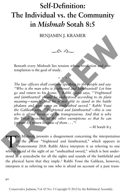 Self Definition the Individual Vs the C – The Rabbinical Assembly Bookstore